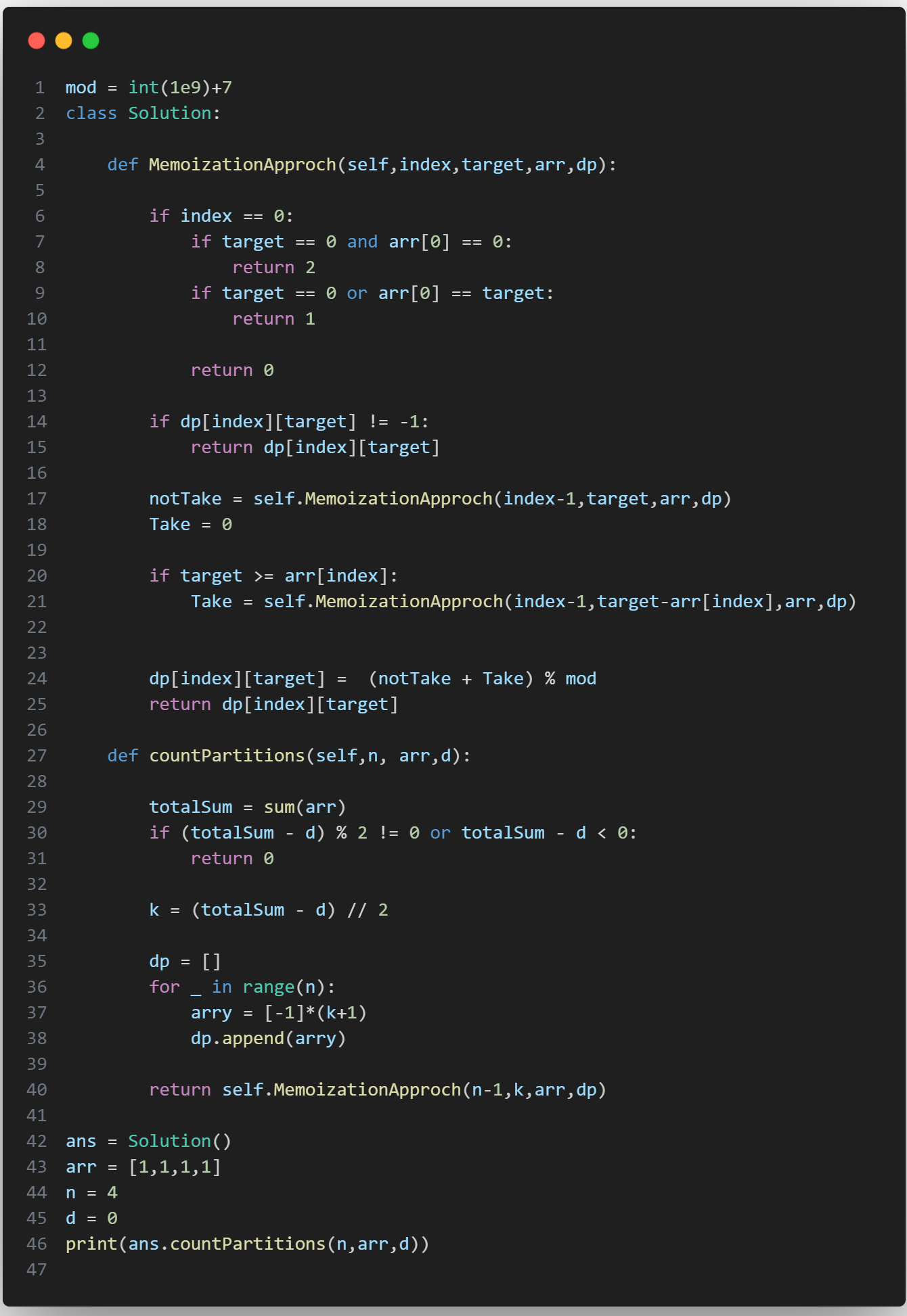 DPL18 Count Partitions With Given Difference