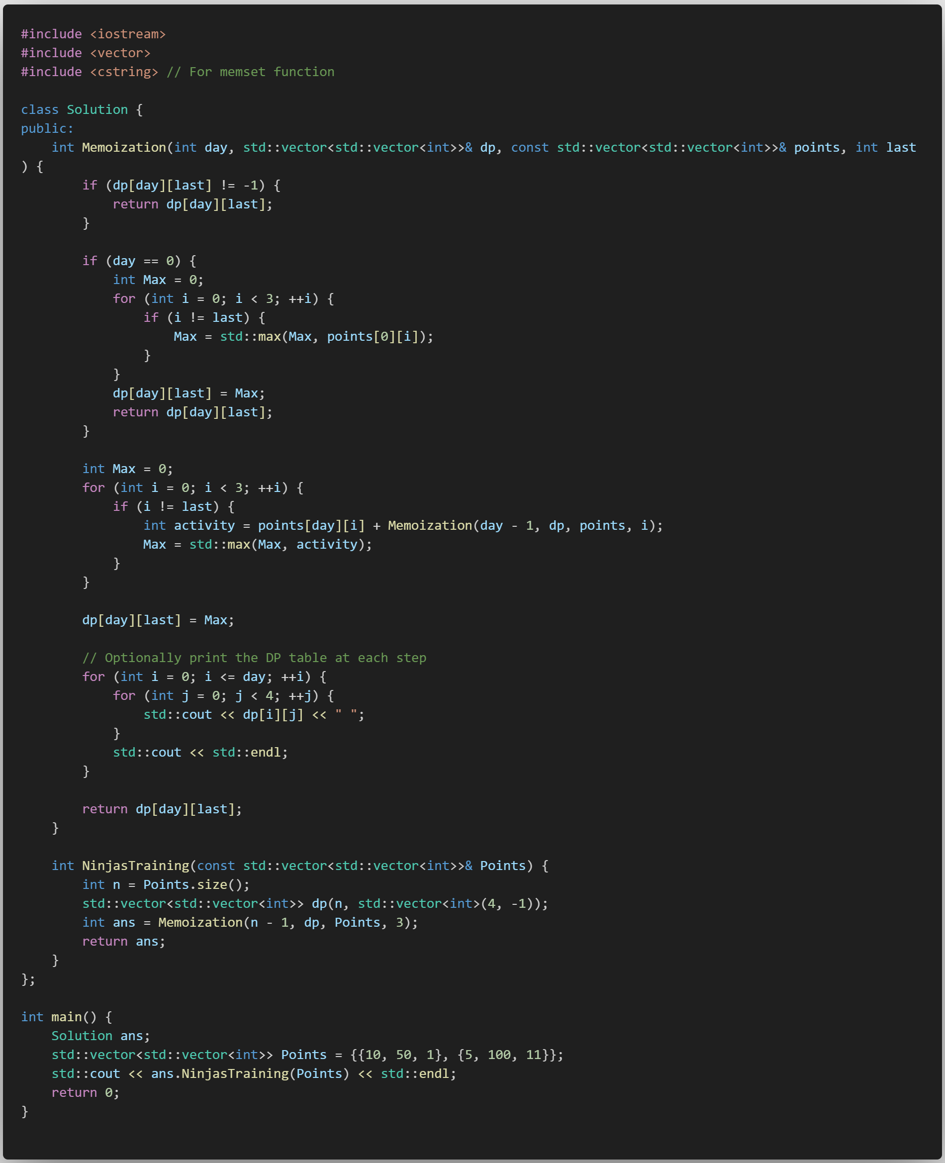 DPL7 Ninja's Training or Vacation Atcoder 2D DP 🔥