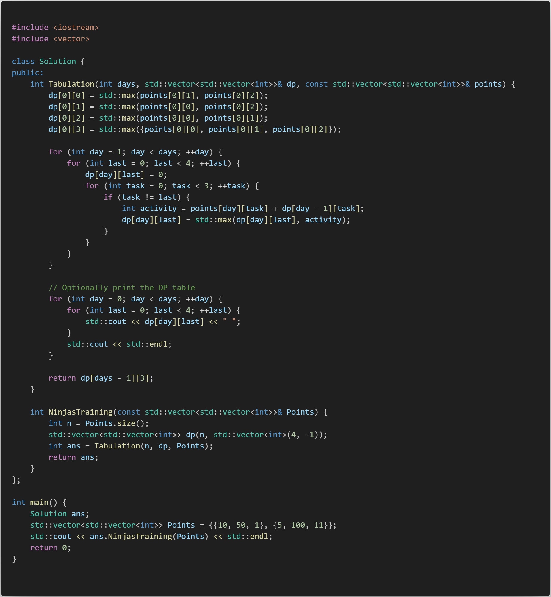 DPL7 Ninja's Training or Vacation Atcoder 2D DP 🔥