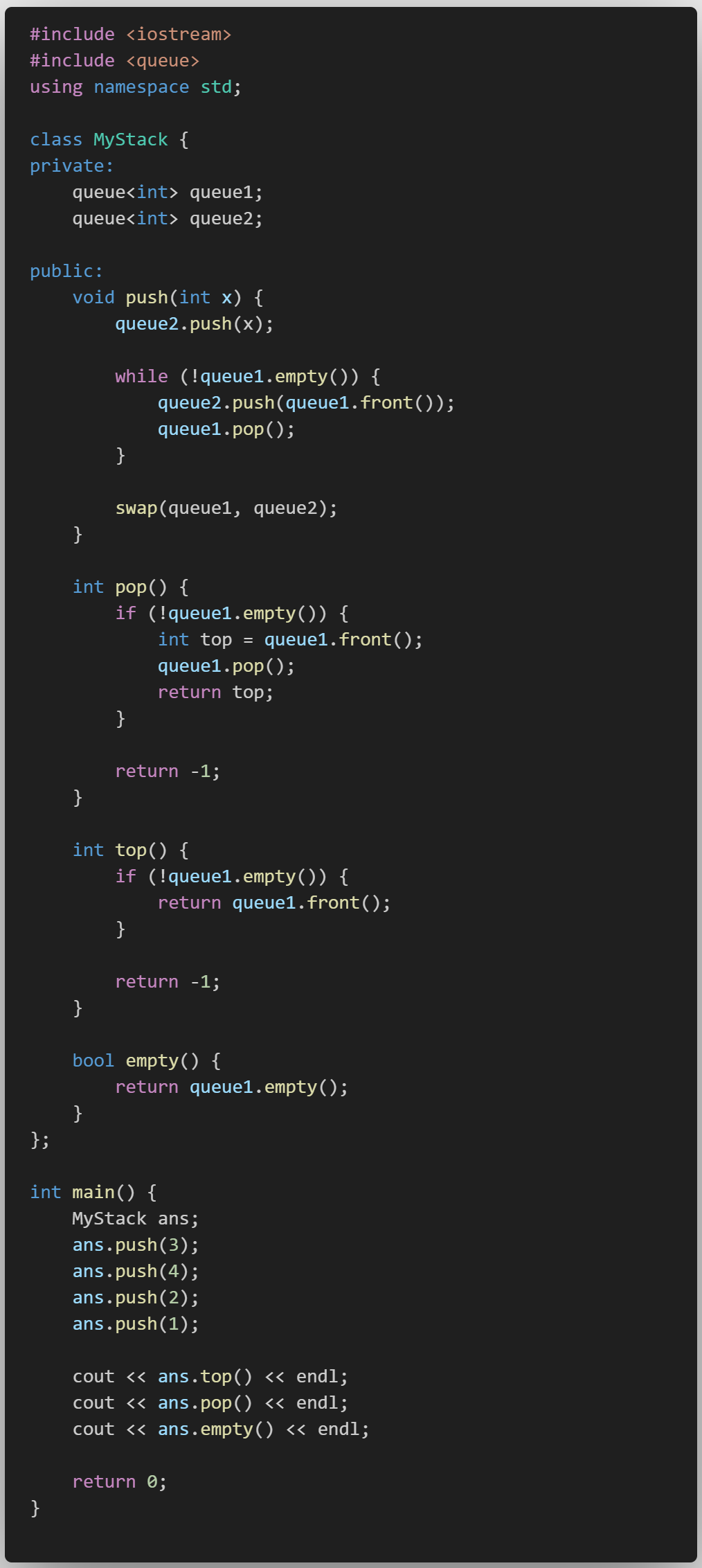 SQP3 Implementation Stack Using Queue